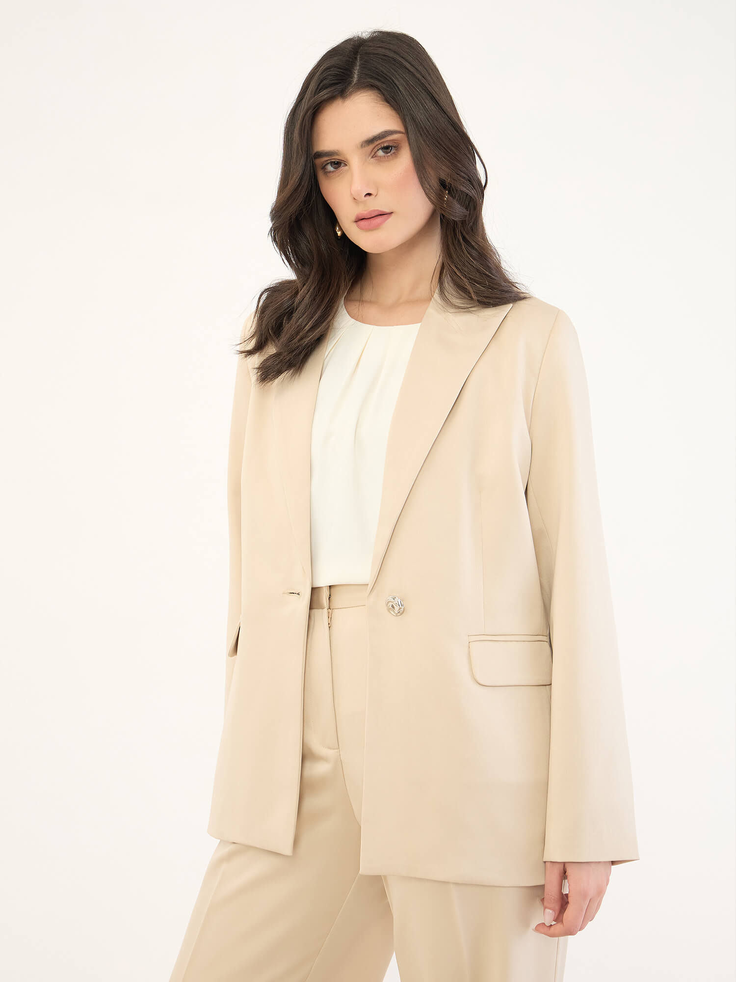 Buy Ivy Single Breasted Blazer-Cream Color | Blazer for Women | SALT Attire