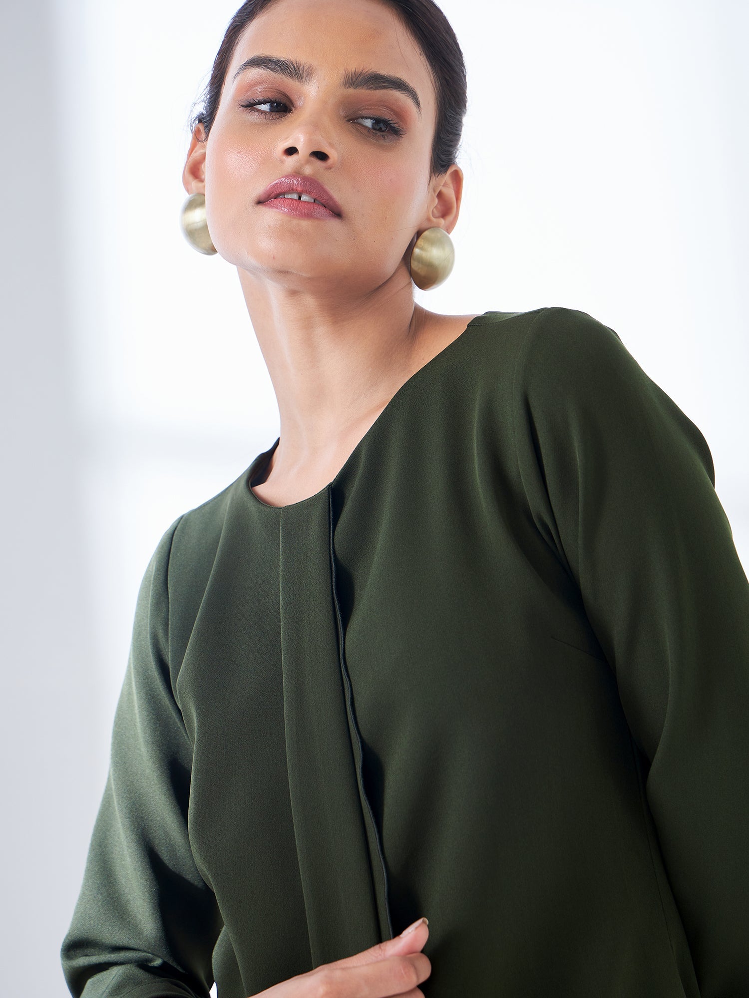 Buy Diplomatic Asymmetric Layered Top-Olive Green Color | Tops for ...