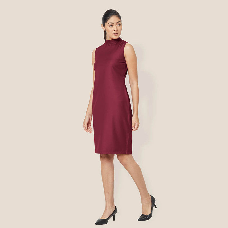 Buy Holly High Neck dress - Maroon Color | Dresses for Women | SALT Attire